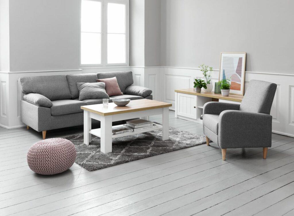 Coffee table MARKSKEL 60x110 white/oak - JYSK