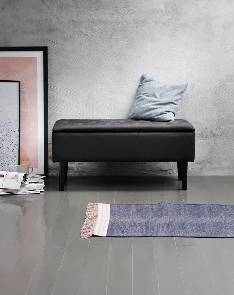 Bench BADSTED w/storage velvet black - JYSK
