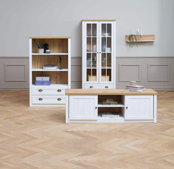 Bookcase MARKSKEL 2 drawers white/oak - JYSK