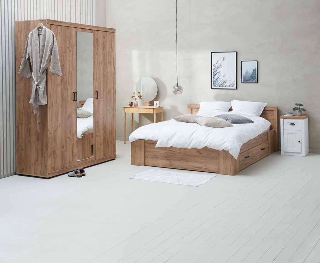 Bedside table MARKSKEL 1 draw. white/oak - JYSK