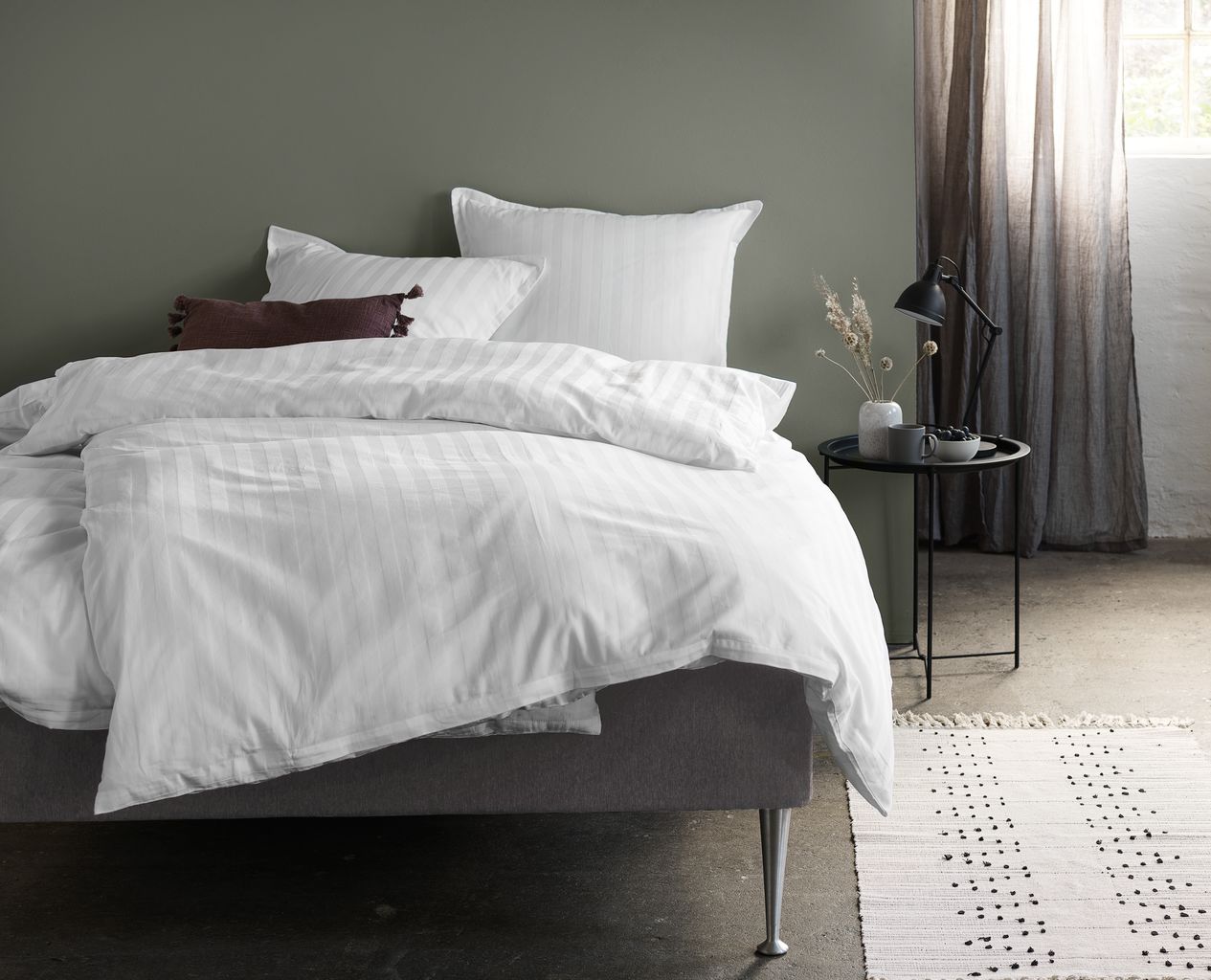 Sateen duvet cover set NELL 240x220 white JYSK