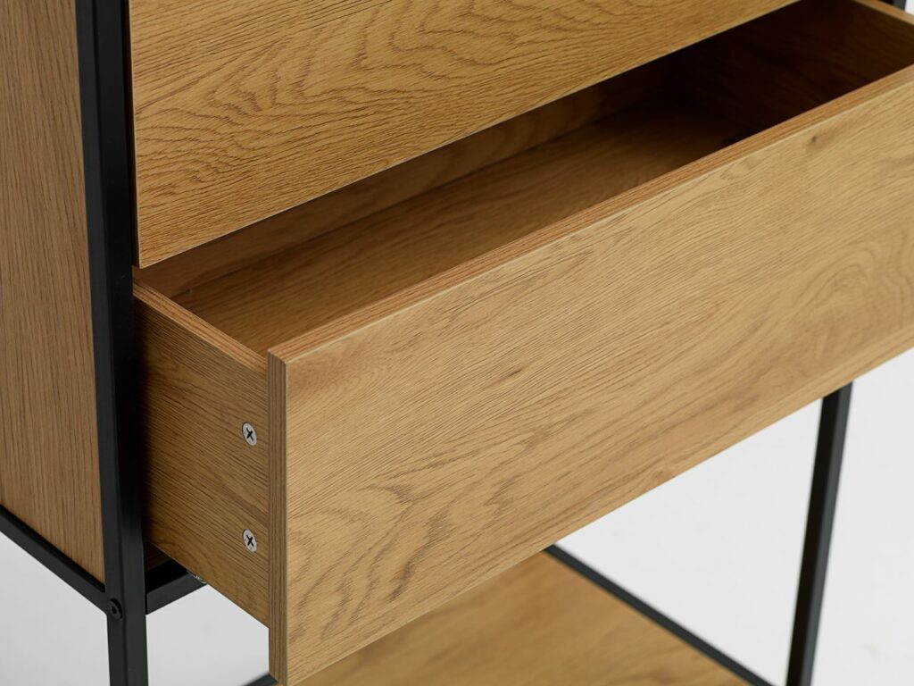 Shelving unit TRAPPEDAL 2 draw oak/black - JYSK