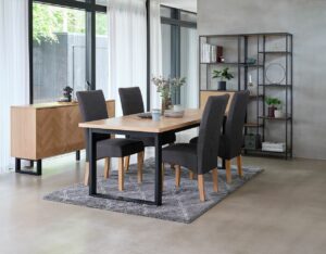 Shelving unit TRAPPEDAL 7 shel.oak/black - JYSK