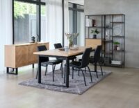 Shelving unit TRAPPEDAL 7 shel.oak/black - JYSK