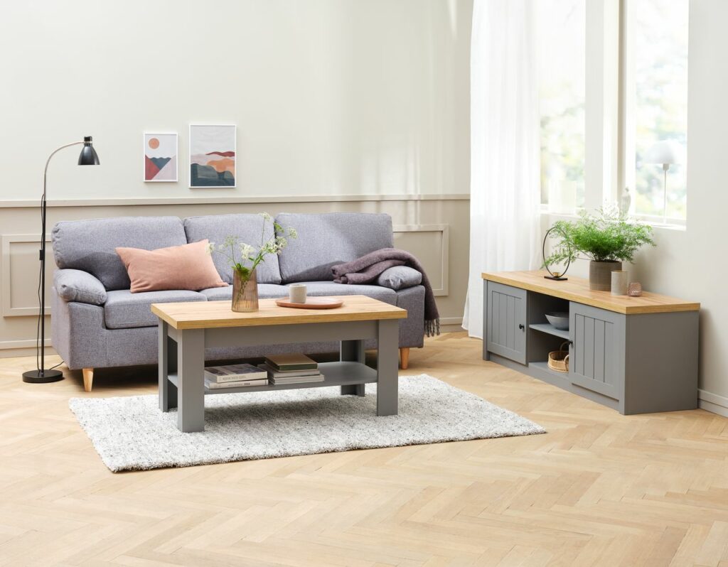 Coffee table MARKSKEL 60x110 grey/oak - JYSK