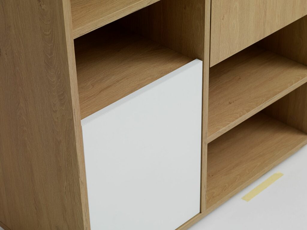 Bookcase BILLUND 3 doors white/oak - JYSK