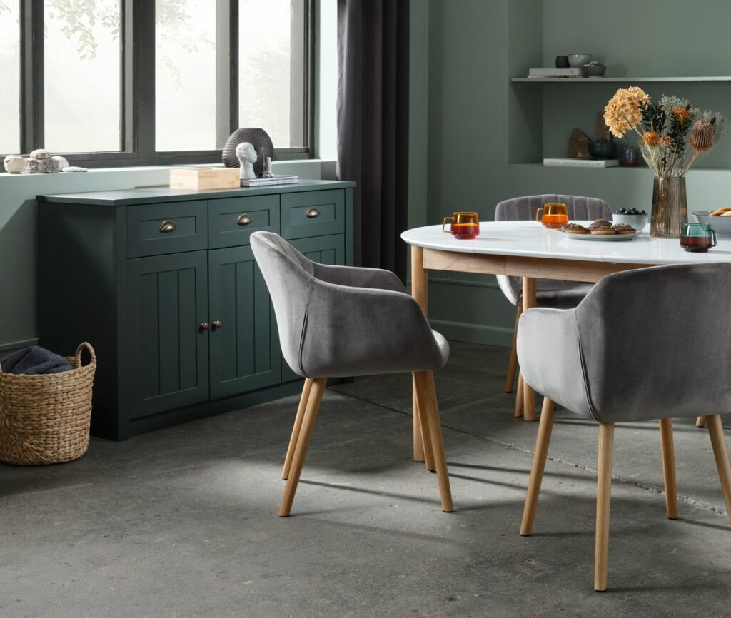 Dining table MARSTRAND D.110/110x200 wh. - JYSK