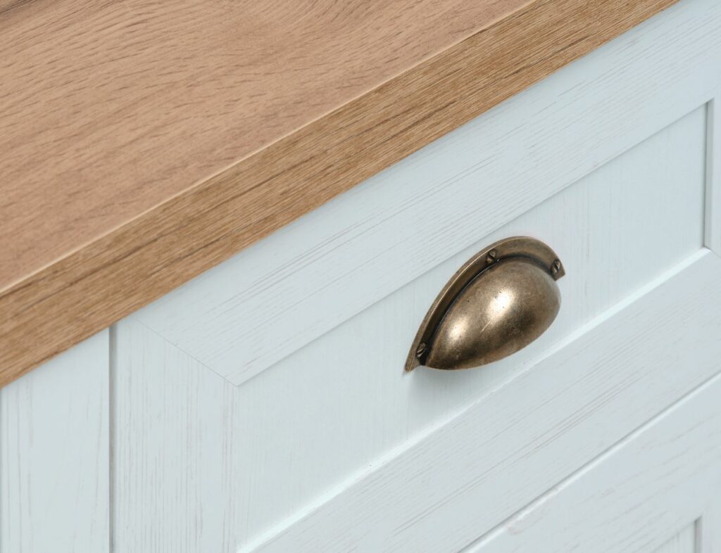 Desk MARKSKEL 60x120 1 door 1 drawer white/oak colour - JYSK