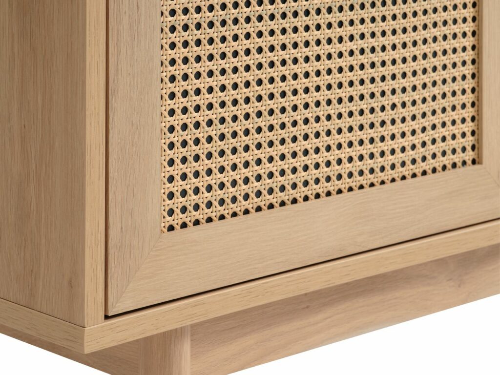 Sideboard HALMSTAD 3 doors polyrattan/oak colour - JYSK