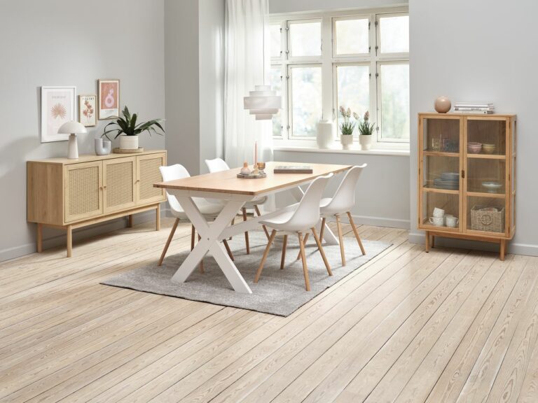 Sideboard HALMSTAD 3 doors polyrattan/oak colour - JYSK