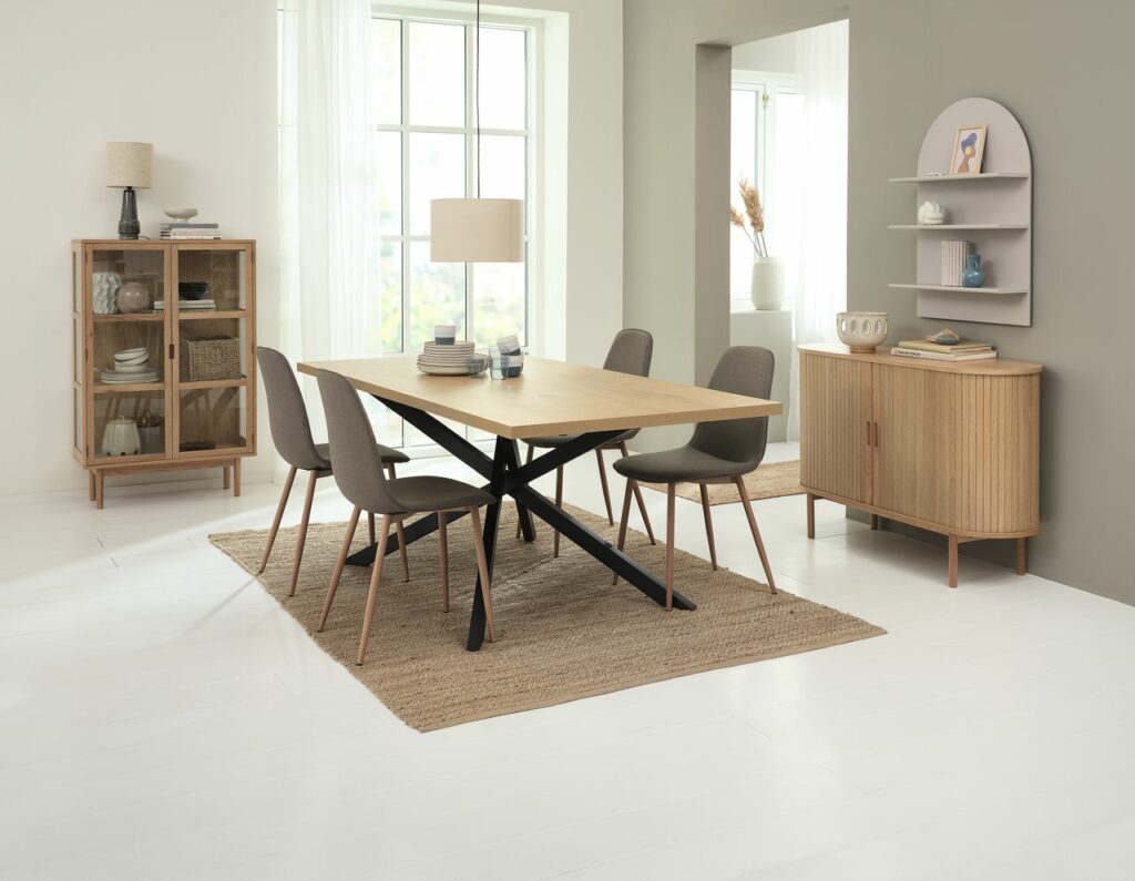 Dining table NORTOFT 95x200 wild oak color/black - JYSK