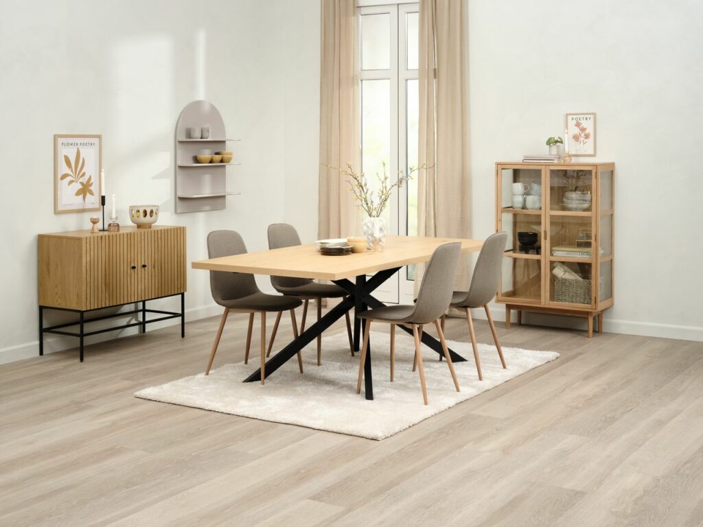 Dining table NORTOFT 95x200 wild oak color/black - JYSK