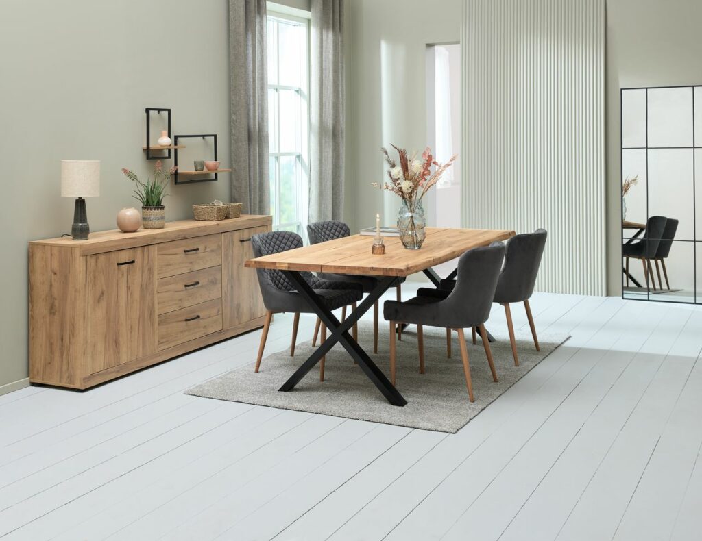 Sideboard LINTRUP 2 doors 3 drawers oak - JYSK