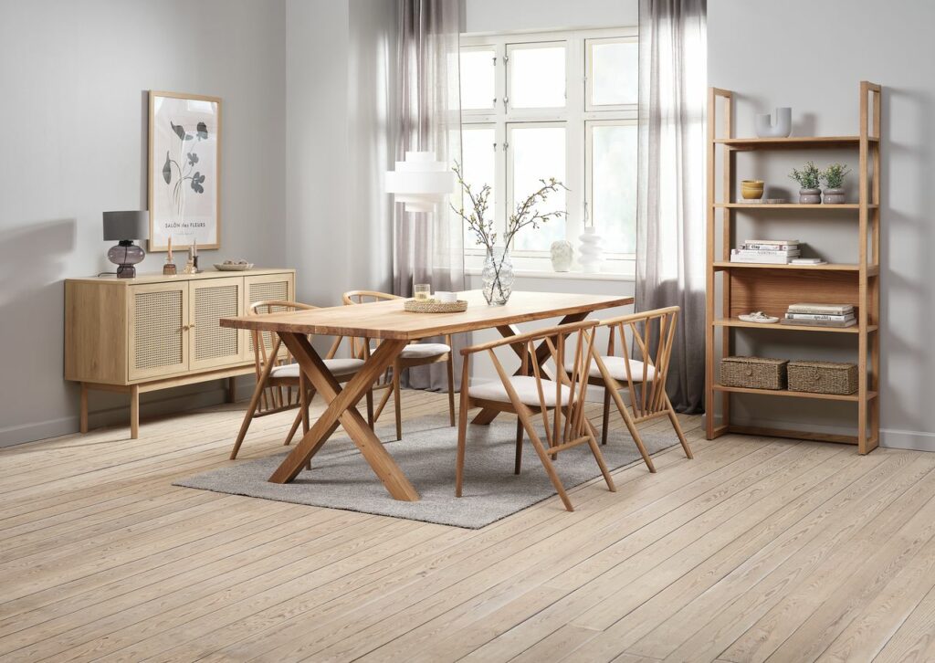 Sideboard HALMSTAD 3 doors polyrattan/oak colour - JYSK