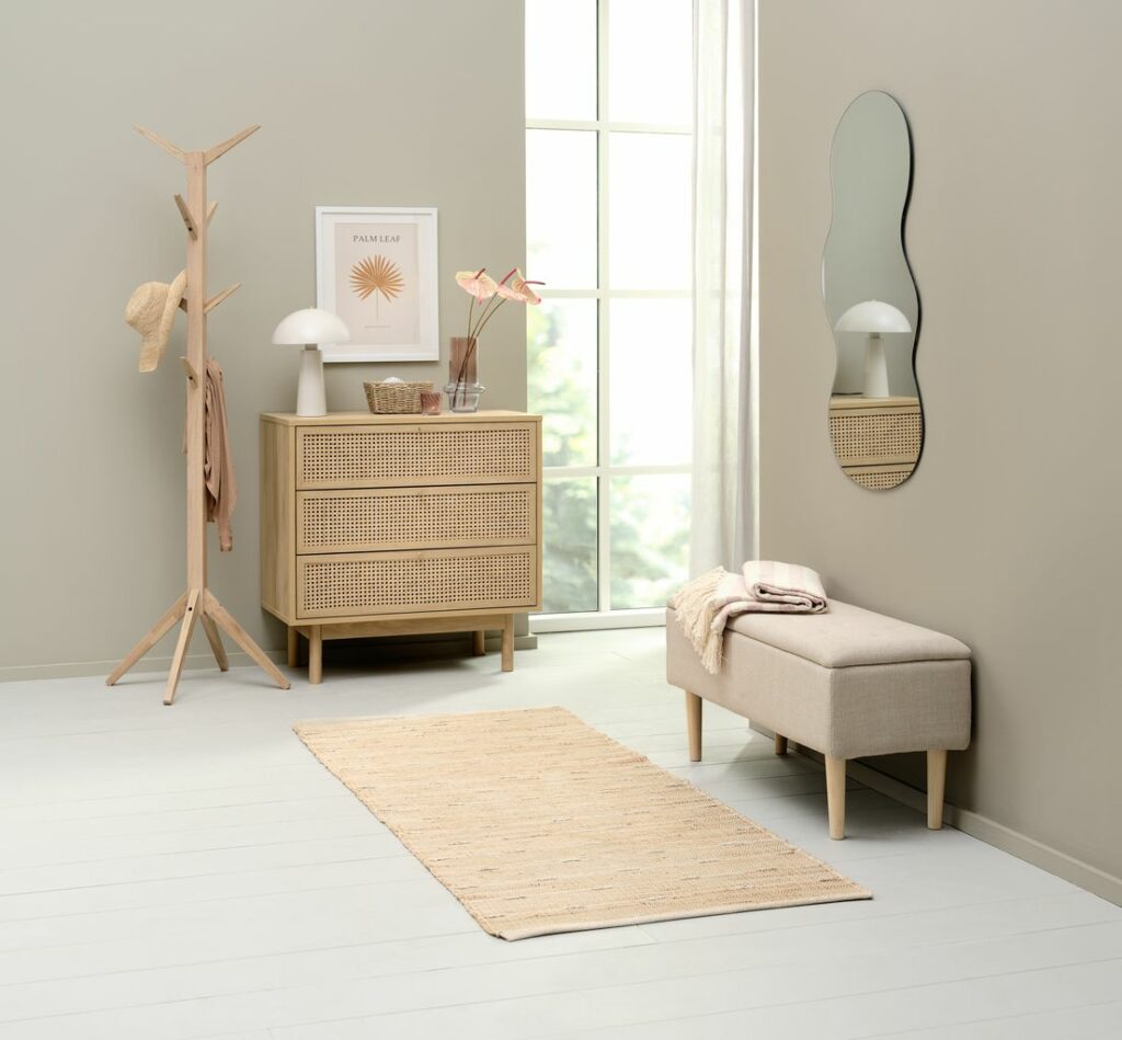 Shoe cabinet HALMSTAD 3 compartments warm oak colour - JYSK