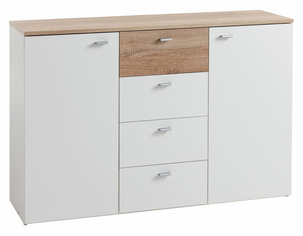 Sideboard BELLE 2door 4drawer white/oak - JYSK