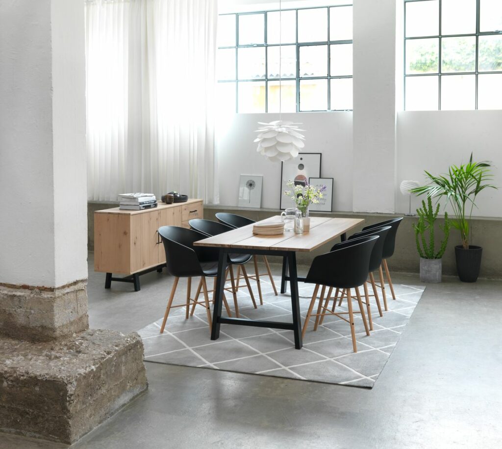 Dining Table GADESKOV 90x190 cm light oak/black - JYSK