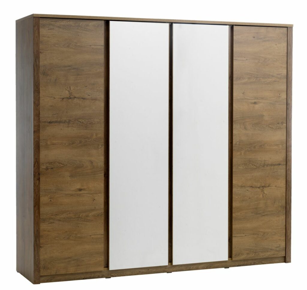 Wardrobe VEDDE 4 doors w/mirror wild oak - JYSK