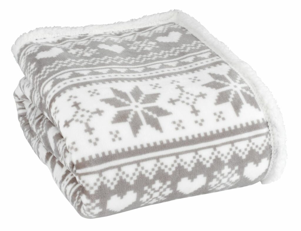 Throw NORWAY flannel 130x160 grey/white - JYSK