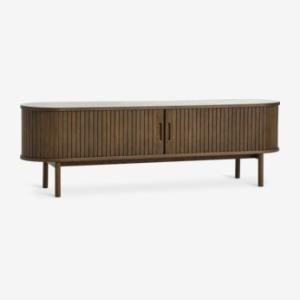 TV bench LYNGVIG 160cm 2 tambour doors dark oak - JYSK