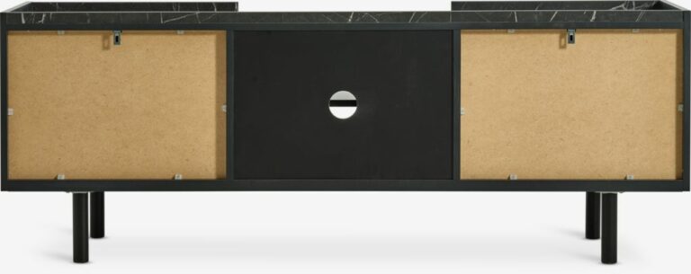 TV bench KRONDAL 2 doors black marble colour - JYSK