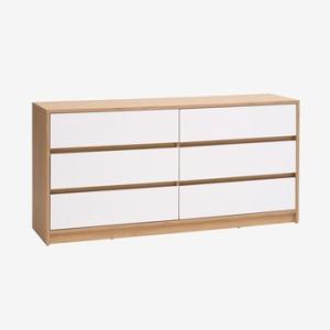 3+3 drawer chest BILLUND white/oak - JYSK