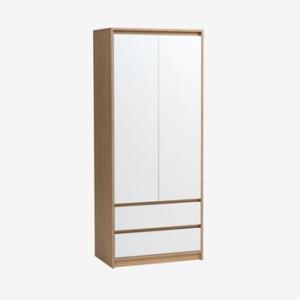 Wardrobe BILLUND 80x193 white/oak - JYSK