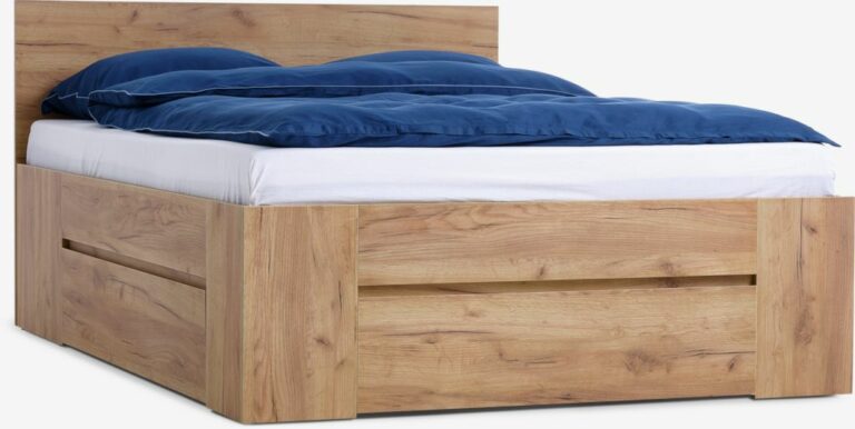 Bed frame LIMFJORDEN 140x200 3 draw. natural oak colour - JYSK