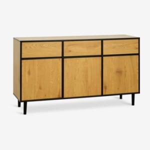 Sideboard ODENSE 3 doors 3 drawers warm oak/black - JYSK