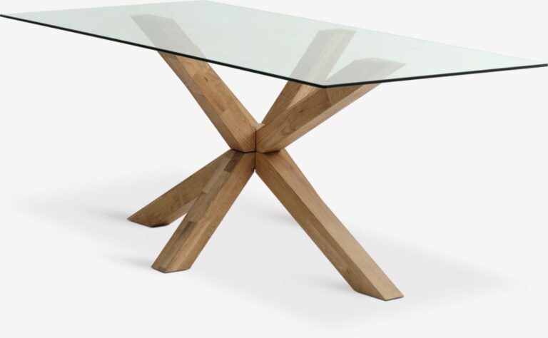Dining table AGERBY 90x190 glass/natural oak - JYSK