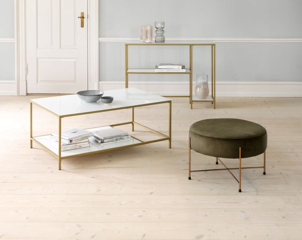 Console table PANDRUP 30x110 white/gold - JYSK