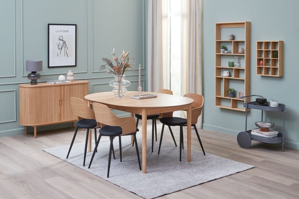 Dining chair HVIDOVRE oak/black - JYSK