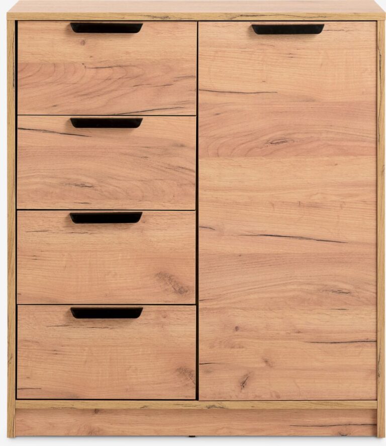 4 drawer 1 door chest JENSLEV wild natural oak colour - JYSK