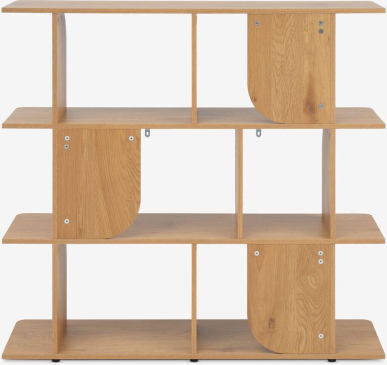 Shelving unit LYNGERUP 4 shelves warm oak colour - JYSK