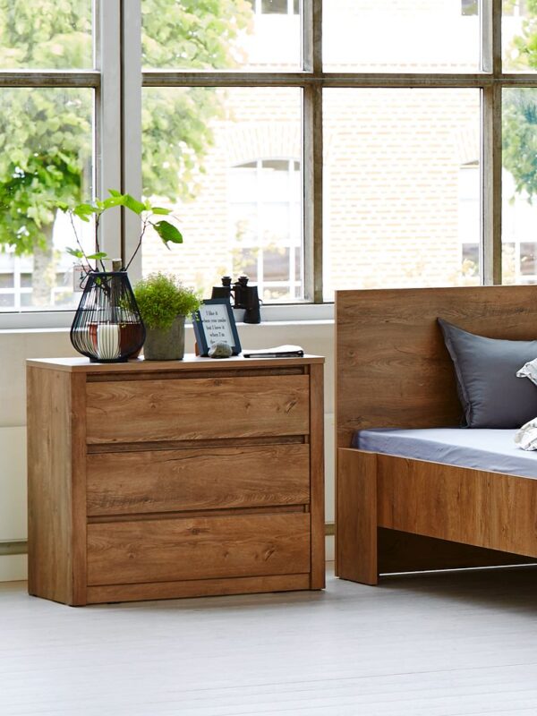 3 drawer chest VEDDE wild dark oak colour - JYSK