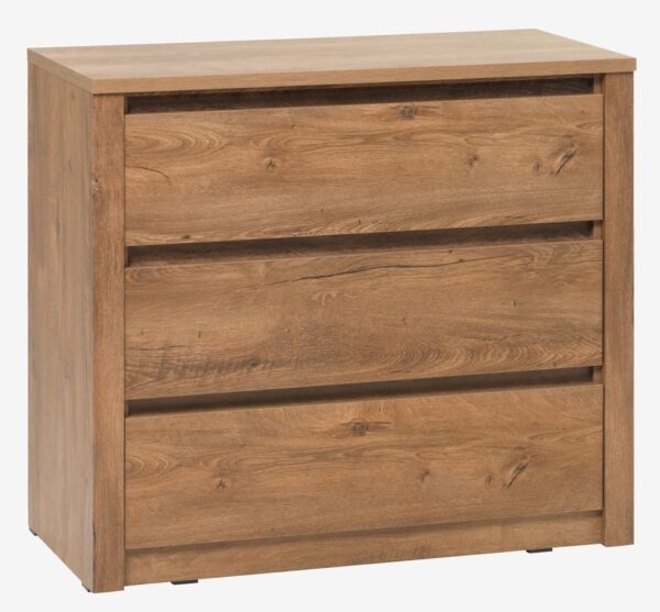 3 drawer chest VEDDE wild dark oak colour - JYSK